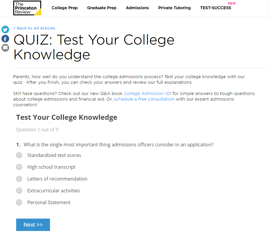 CredSpark Client Examples | Test Your College Knowledge
